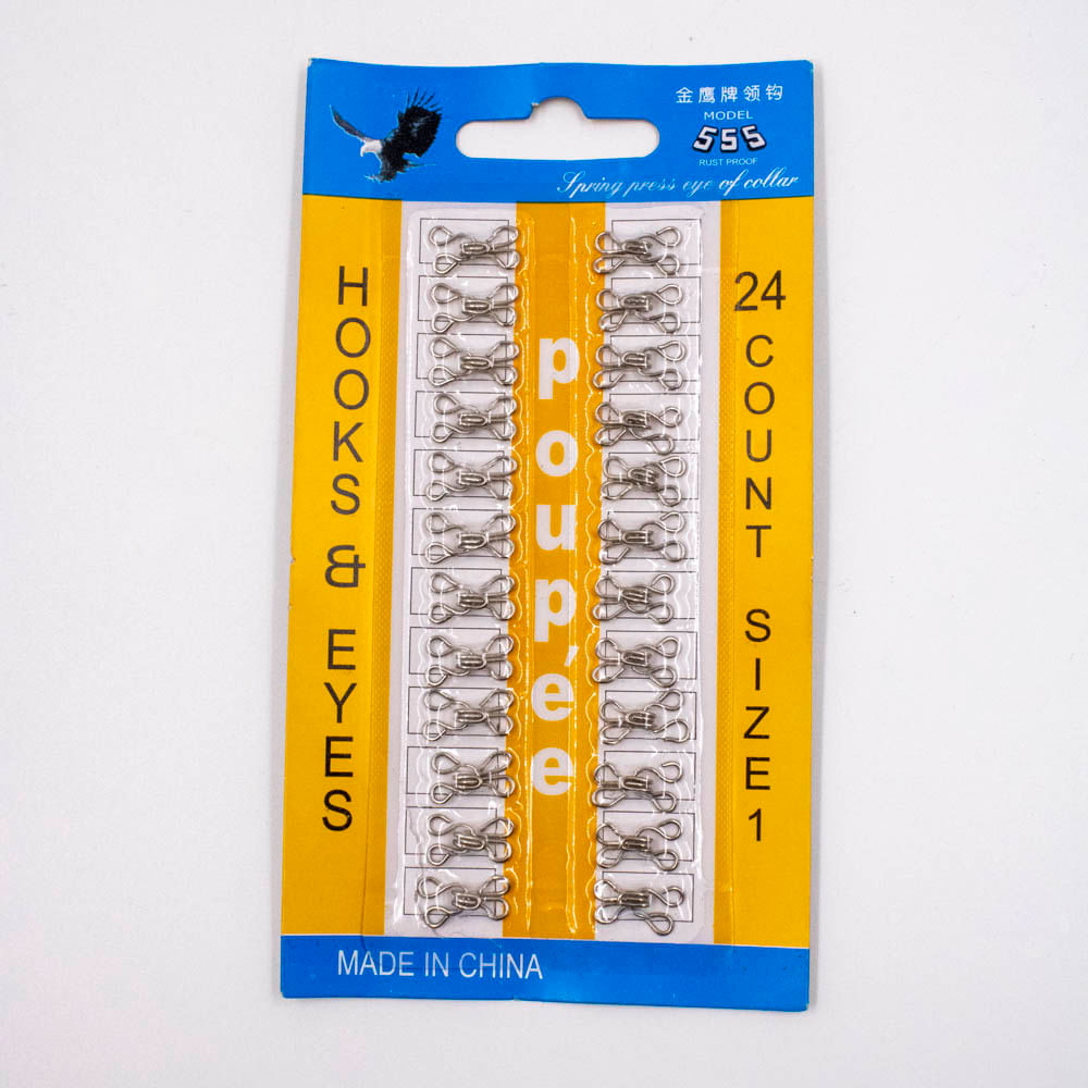 COLCHETE DE GANCHO N01 EM FERRO COM 24 PARES