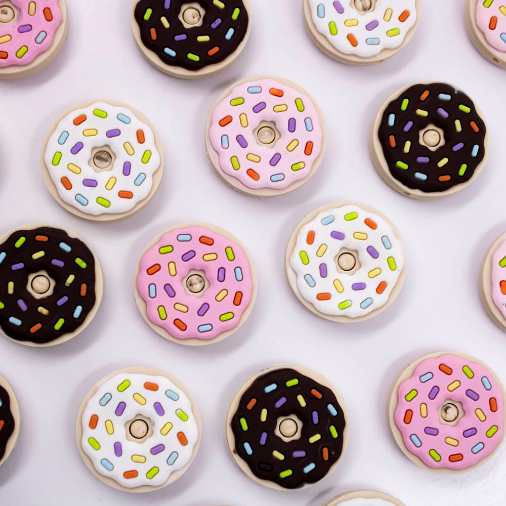 Aplique Donuts Granulado 25mm em PVC - Kit com 3 Peças