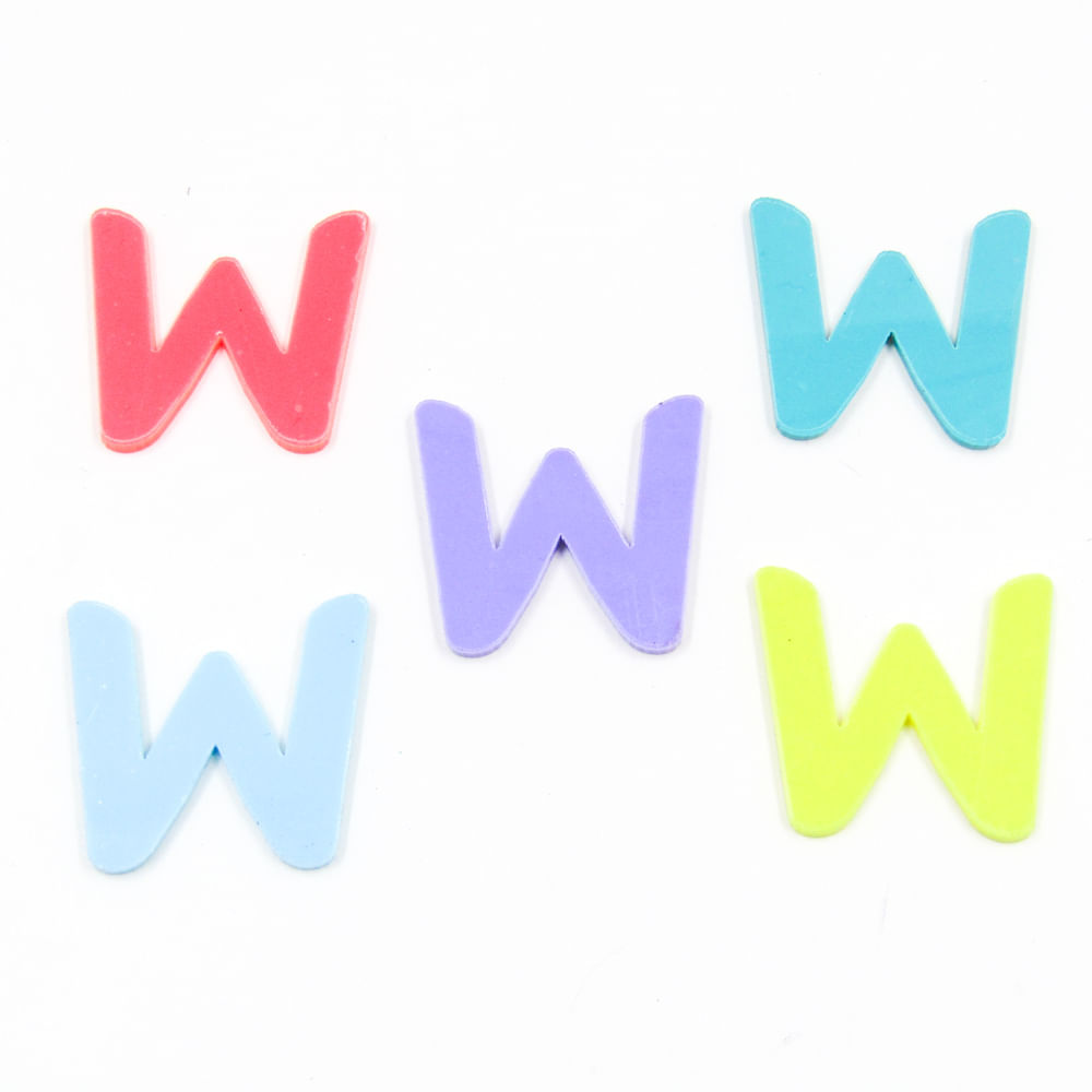 Aplique Letra W 33mm em Acrílico - Kit com 5 Pçs | Ladeira Armarinhos