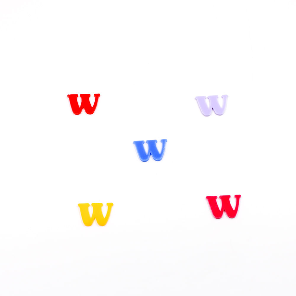 Aplique Letra W 20mm em Acrílico - Kit com 25 Peças
