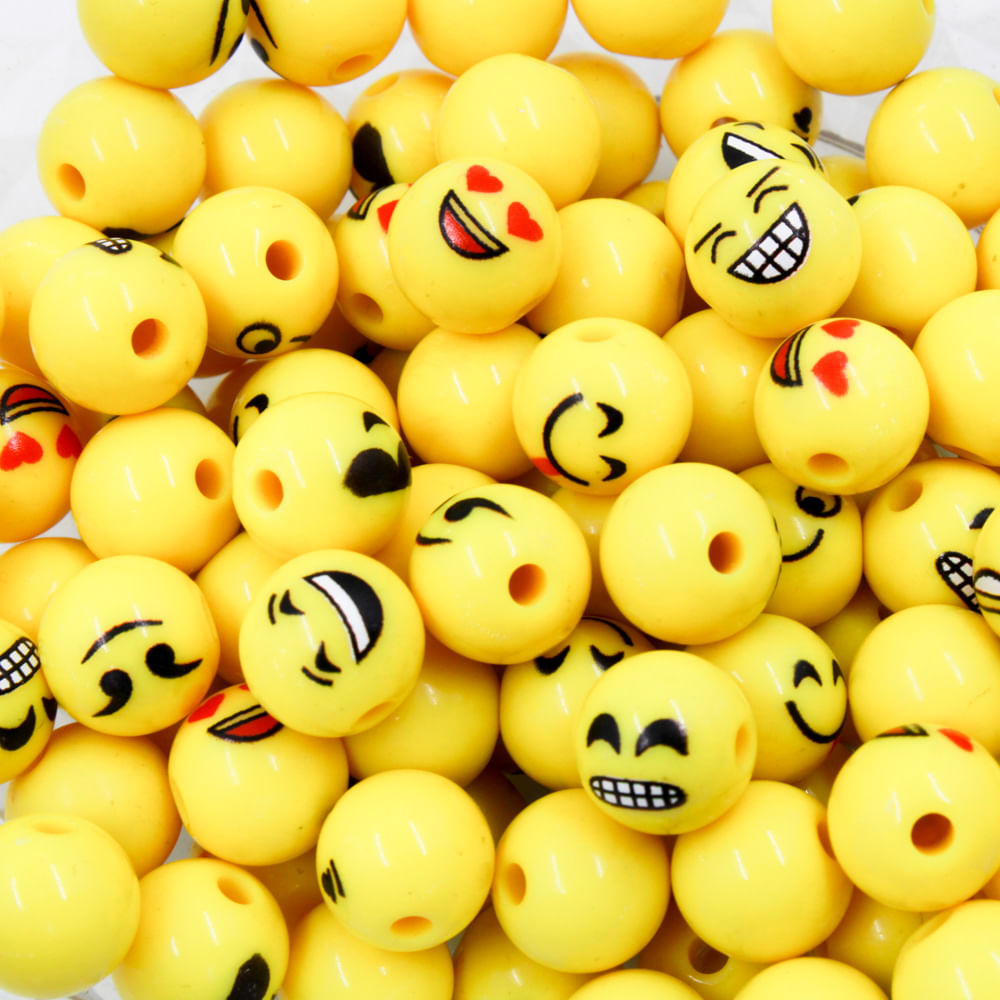 Bola Emoji 12Mm em Plástico 100 Peças - Oferta Especial