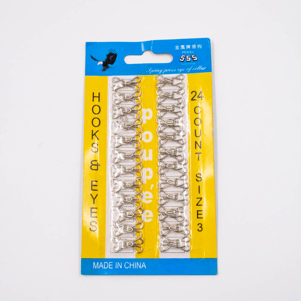 COLCHETE DE GANCHO N03 EM FERRO COM 24 PARES