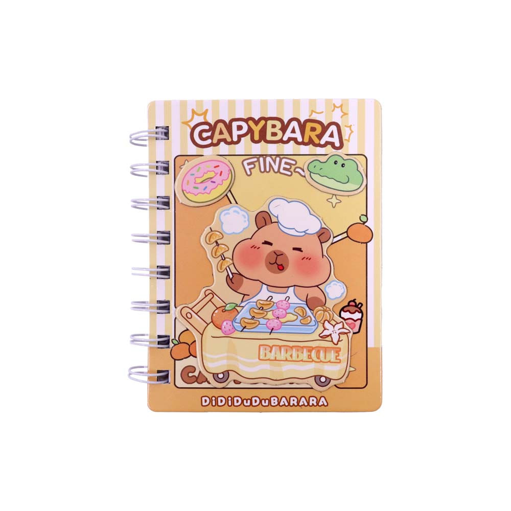 Mini Agenda Espiral Capa Dura Capybara Barbecue 11.5Cm Unidade